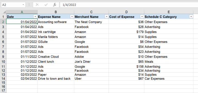 Free Independent Contractor Expense Spreadsheet