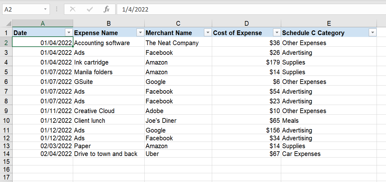 Free Independent Contractor Expense Spreadsheet
